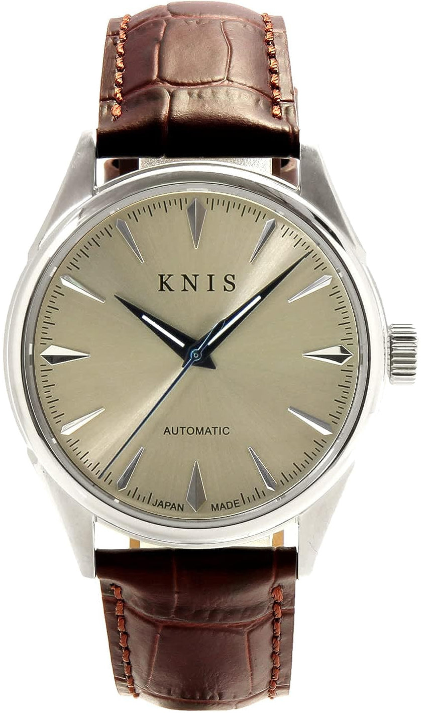 KNIS Automatic Sunray Dial Champagne Gold Leather KN001-SGBRLE